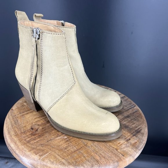 Acne Studios | Shoes | Acne Studios Pistol Beige Suede Zip Ankle Boot ...